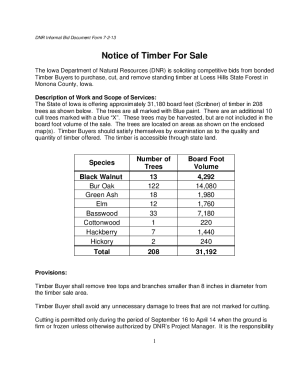 Fillable Online Notice of Timber Sale at Loess Hills State Forest ...