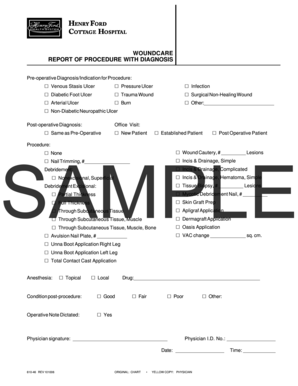 Fillable Online hfhs-formslibrary Woundcare report of procedure with ...