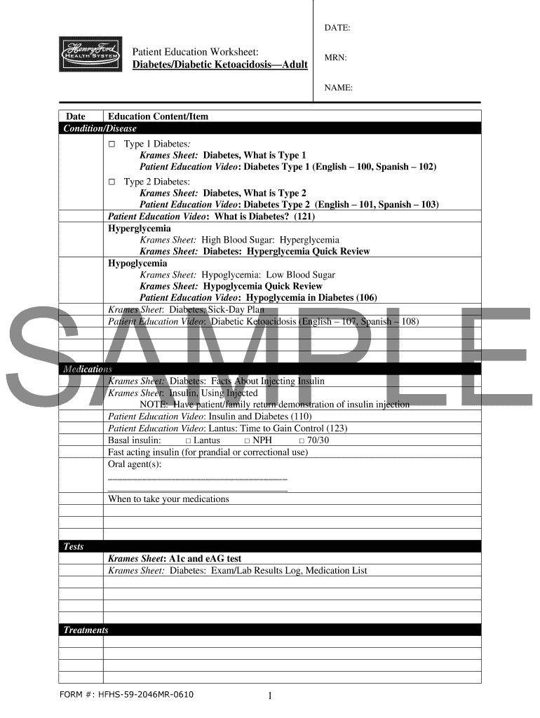 Fillable Online hfhs-formslibrary Patient Education Worksheet - hfhs ...