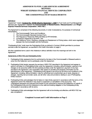 Fillable Online Addendum to fuel card services agreement between wright ...