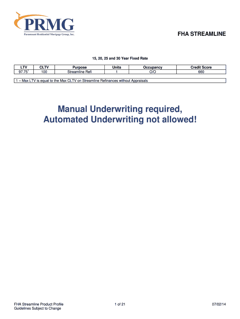 Fillable Online FHA STREAMLINE Fax Email Print - pdfFiller
