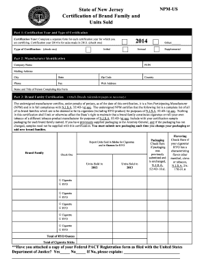 Fillable Online nj State of New Jersey Certification of Brand Family ...