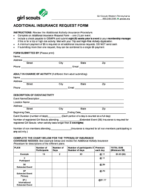 Fillable Online gswpa Additional Insurance Request Form - Fill-In Fax ...