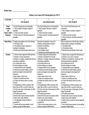 Fillable Online centegra Student Name McHenry bLake Countyb EMS Charting Rubric for EMT-P Fax ...