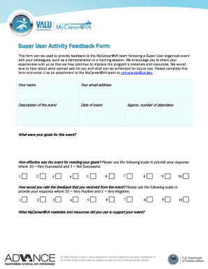 Fillable Online Super User Activity Feedback Form - MyCareer@VA Fax ...