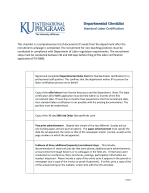Fillable Online international ku Standard Labor Cert Departmental ...