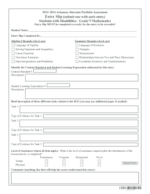 Fillable Online arkansased Entry Slip (submit one with each entry) Fax ...