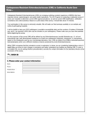 Fillable Online cdph ca California CRE Prevalence Survey - California ...