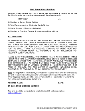 Fillable Online Bail Bond Certification - CT.gov Fax Email Print ...