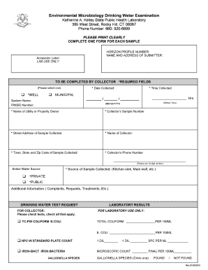 Fillable Online Environmental Microbiology Drinking Water Examination ...