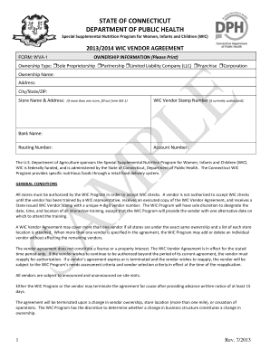 Fillable Online 20132014 WIC VENDOR AGREEMENT - ct Fax Email Print ...