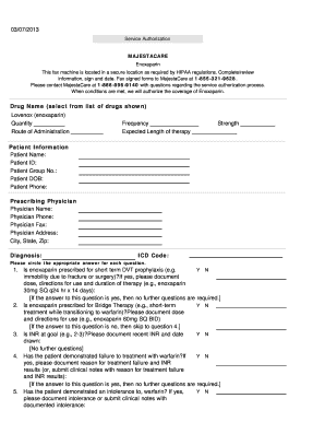 Fillable Online 03/07/2013 Service Authorization MAJESTACARE This fax ...
