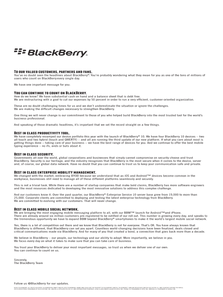 Fillable Online To our valued customers, partners and fans, Fax Email Print - pdfFiller