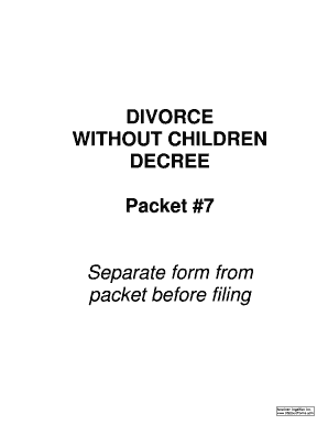 Fillable Online DIVORCE WITHOUT CHILDREN DECREE Packet #7 ... - Justia ...