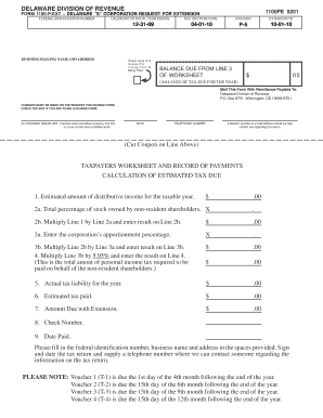 Fillable Online revenue delaware FORM 1100-P-EXT DELAWARE S CORPORATION ...