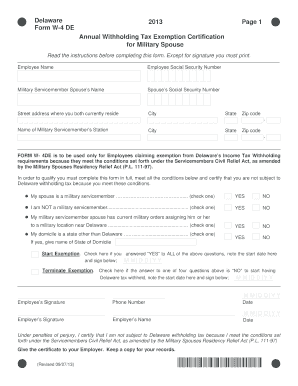 Fillable Online revenue delaware Reset Delaware Form W-4 DE Print Form ...