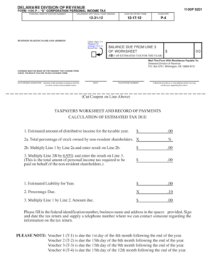 Fillable Online revenue delaware DELAWARE DIVISION OF REVENUE 1100P ...
