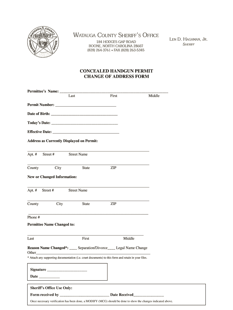 Fillable Online wataugacounty ADDRESS CHANGE FORM - Watauga County Fax Email Print - pdfFiller