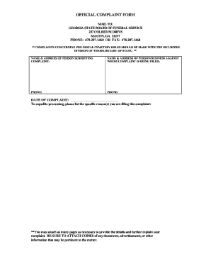OFFICIAL COMPLAINT FORM - Georgia Secretary Of State - Sos Georgia ...