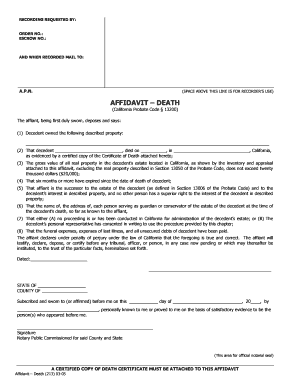Fillable Online Affidavit-Death.doc Fax Email Print - pdfFiller