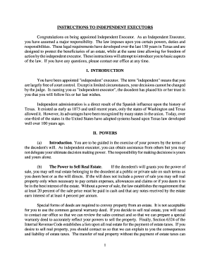 Fillable Online INSTRUCTIONS TO INDEPENDENT EXECUTORS Fax Email Print ...