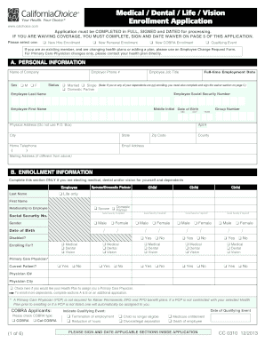 Fillable Online CalChoice Enrollment Application - Judy Madrigal and ...