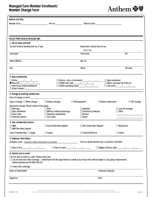 Fillable Online Managed Care Member Enrollment/ Member Change Form ...