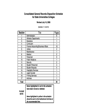 Fillable Online ohehs Consolidated General Records Disposition Schedule ...