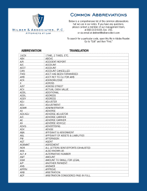 Fillable Online Client View Abbreviations Reference - Wilber Fax Email Print - pdfFiller