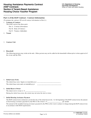Fillable Online This form of Housing Assistance Payments Contract (HAP ...