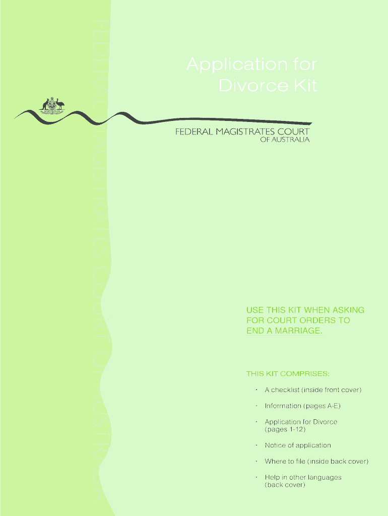 Fillable Online Application for Divorce Kit - Community Law Fax Email ...
