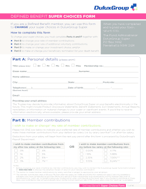 Fillable Online Defined Benefit Super Choices Form Fax Email Print ...