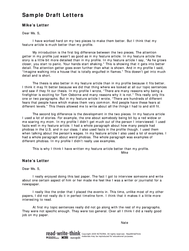 Fillable Online Sample Draft Letters Fax Email Print - pdfFiller