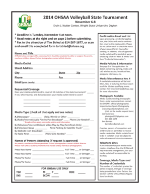 Fillable Online ohsaa Volleyball Credential Application Form - Ohio ...