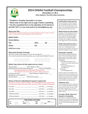 Fillable Online ohsaa Football Credential Application Form - Ohio High ...