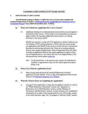 Fillable Online CALIFORNIA CARRY LICENSE (CCW) GUIDE AND FAQ Fax Email ...
