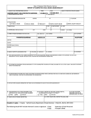 Fillable Online hcps Report of Suspected Child Abuse and Neglect ...