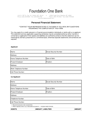 Fillable Online Foundation One Bank Fax Email Print - pdfFiller