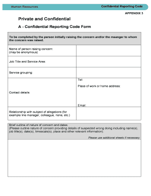 Fillable Online 5. Confidential Reporting Code Reporting Form Fax Email ...