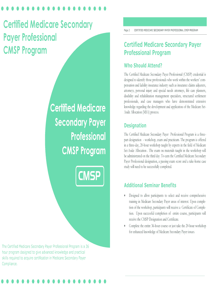 Fillable Online cmspprogram Who Should Attend? - Certified Medicare ...