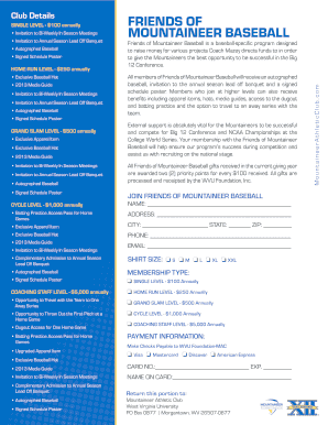 Fillable Online FRIENDS OF MOUNTAINEER BASEBALL - Mountaineer Athletic ...