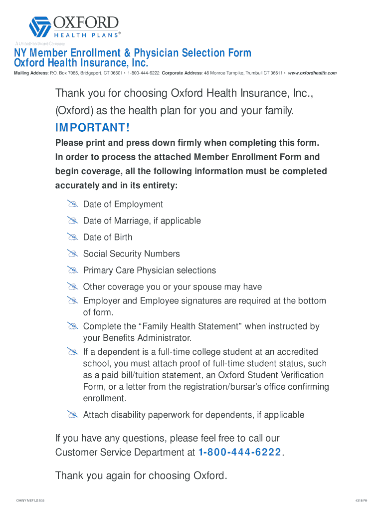 Fillable Online Oxford Enrollment Form Fax Email Print - pdfFiller