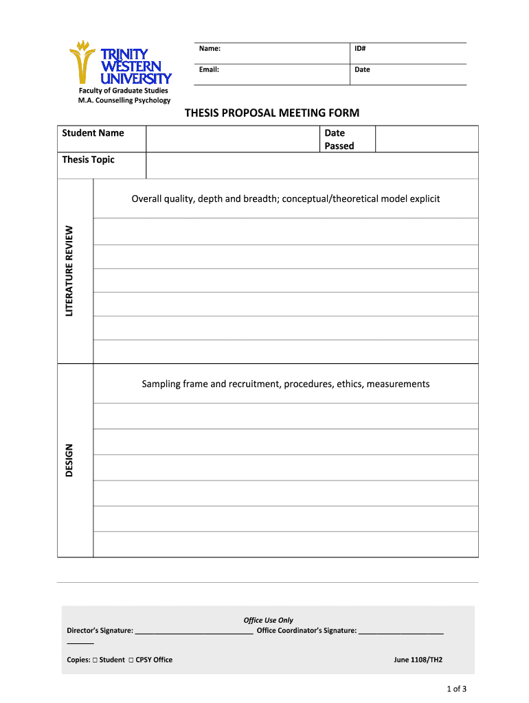 Fillable Online THESIS PROPOSAL MEETING FORM Fax Email Print - pdfFiller