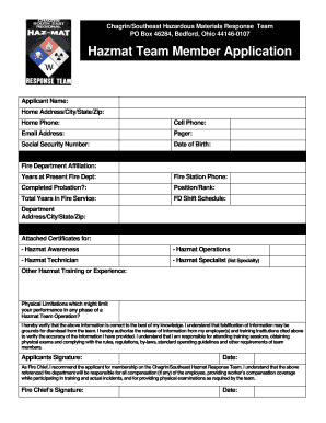 Fillable Online Hazmat Team Member Application Fax Email Print - pdfFiller