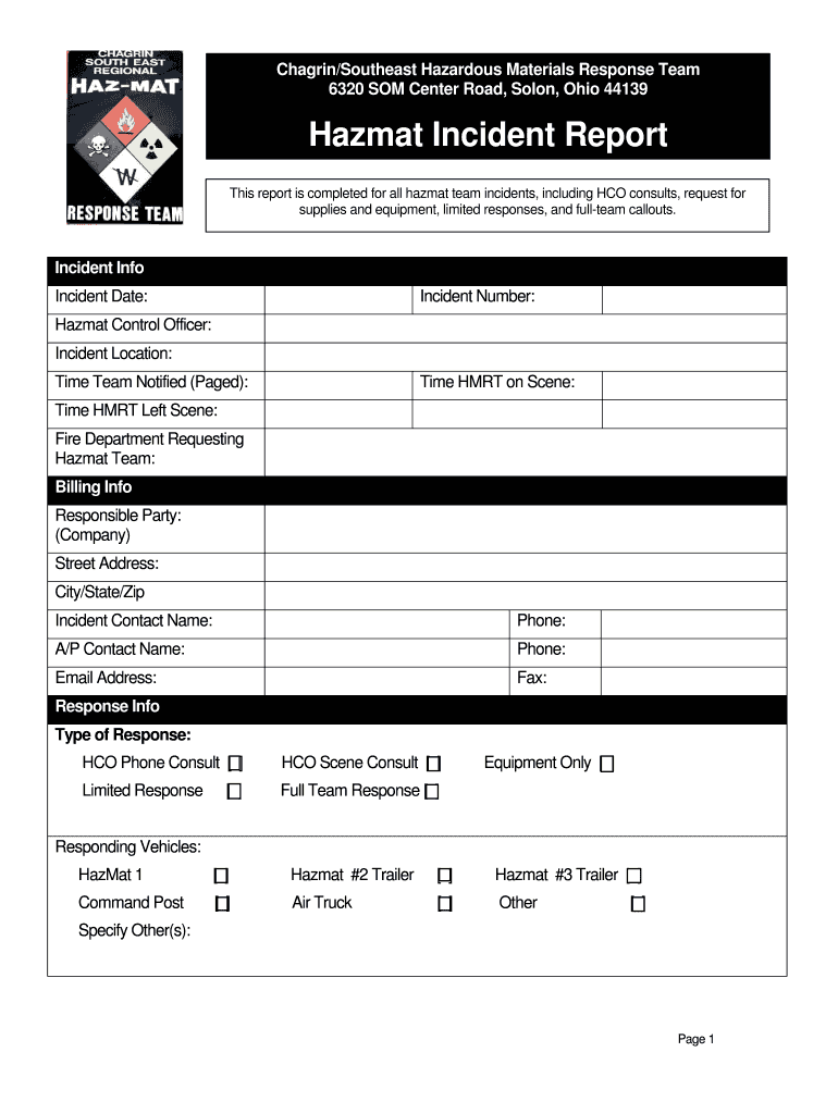 Fillable Online Hazmat Incident Report Form.pdf Fax Email Print - pdfFiller