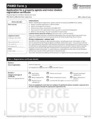 Fillable Online PAMDA Form 3 - Application for a property agents and ...