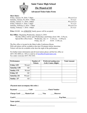 Fillable Online Advanced Ticket Sales Form Fax Email Print - pdfFiller