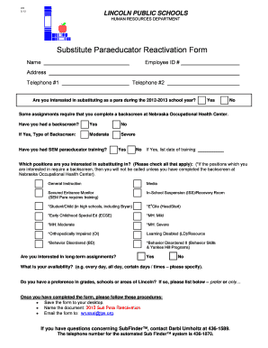 Fillable Online lps Substitute Paraeducator Reactivation Form - LPS.org ...