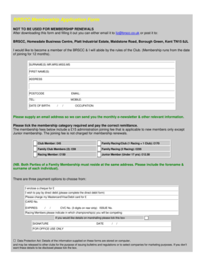 Fillable Online Membership Application Form - brscc Fax Email Print ...