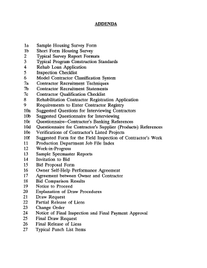 Fillable Online ADDENDA la Sample Housing Survey Form Ib Short ...